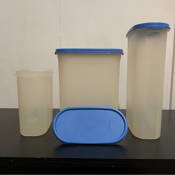Tupperware | Kitchen | Tupperware Modular Mates Blue Lids Set Of 3 ...